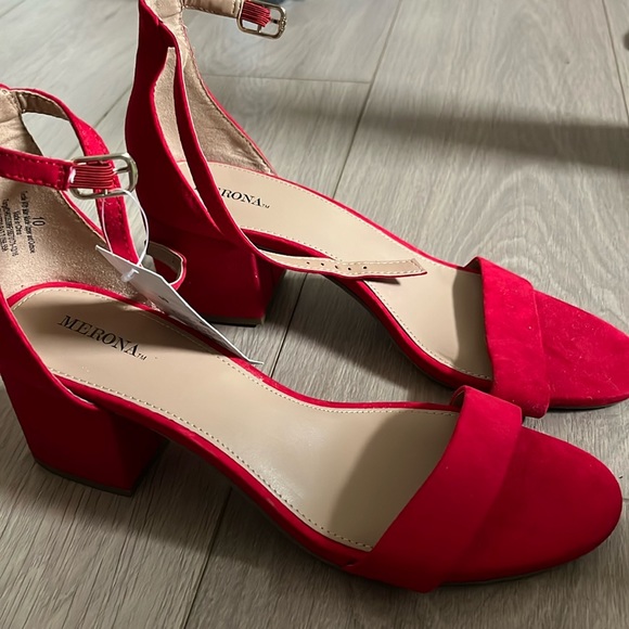 Merona | Shoes | Bnwt Red Open Toed Heels | Poshmark